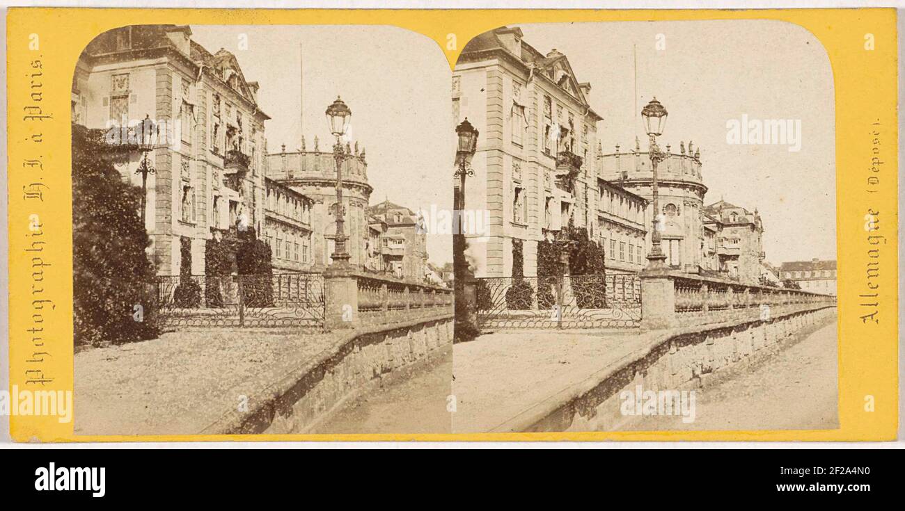Borders of the Rhine, Perspective of the castle of Bieberich Stock ...