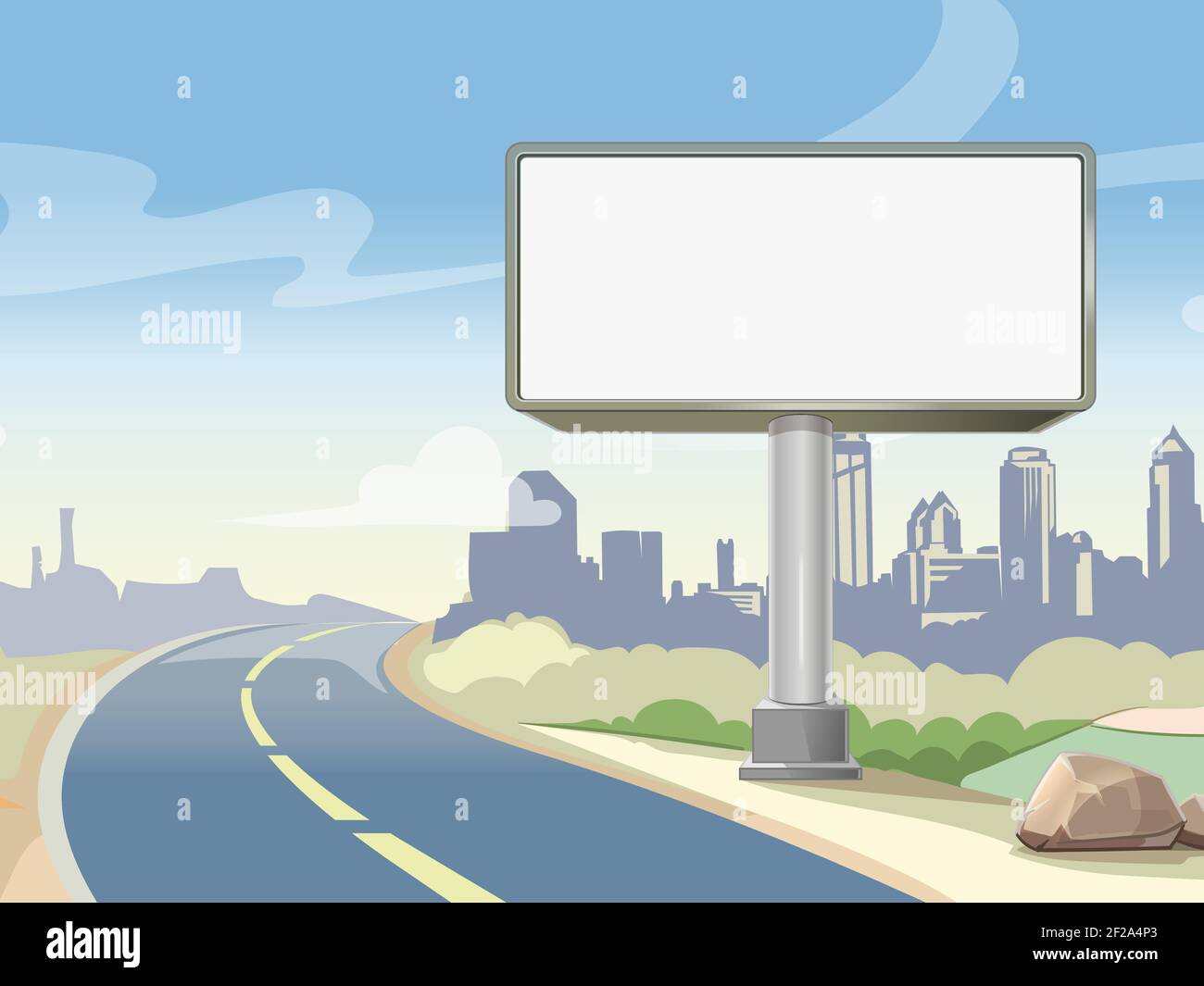 Blank advertising highway billboard and urban landscape. Commercial ...