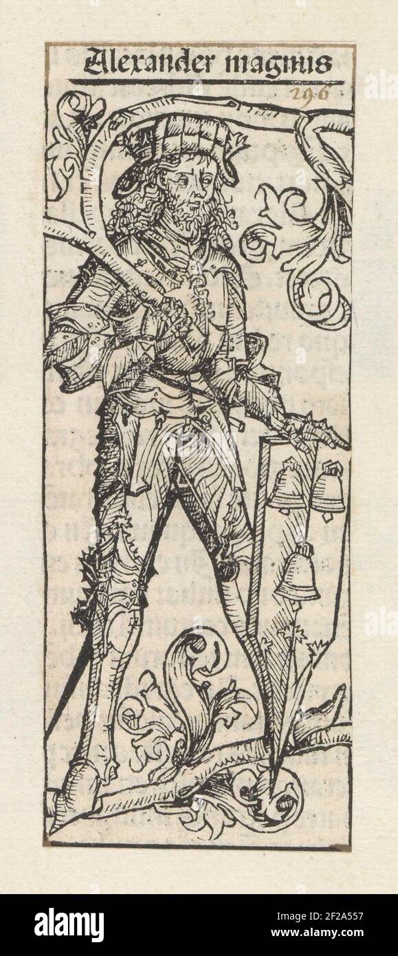 Alexander de Grote; Alexander Magnus; Liber Chronicarum.A man in armor ...