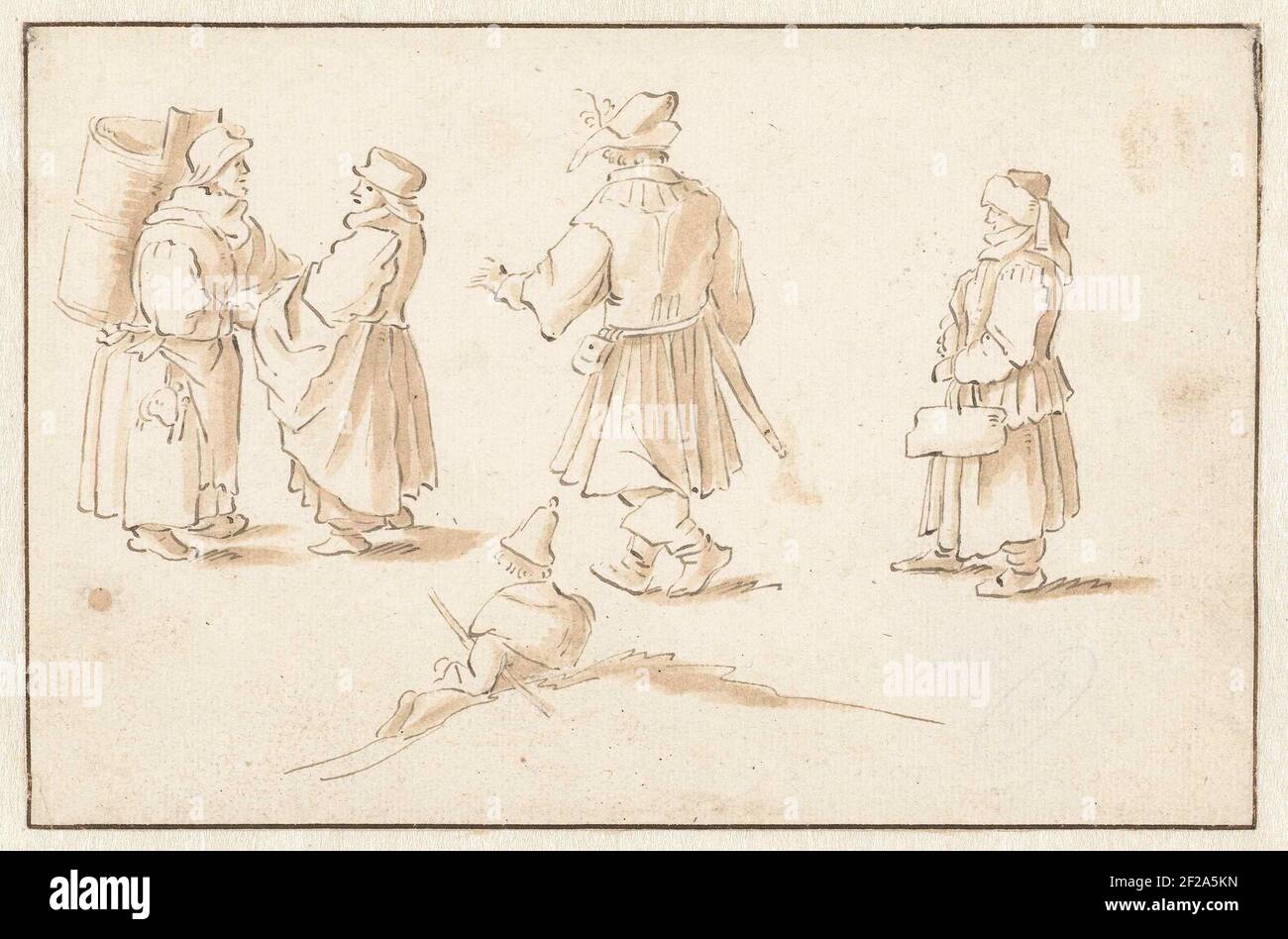 Two market women and three other people. Twee market women in ...