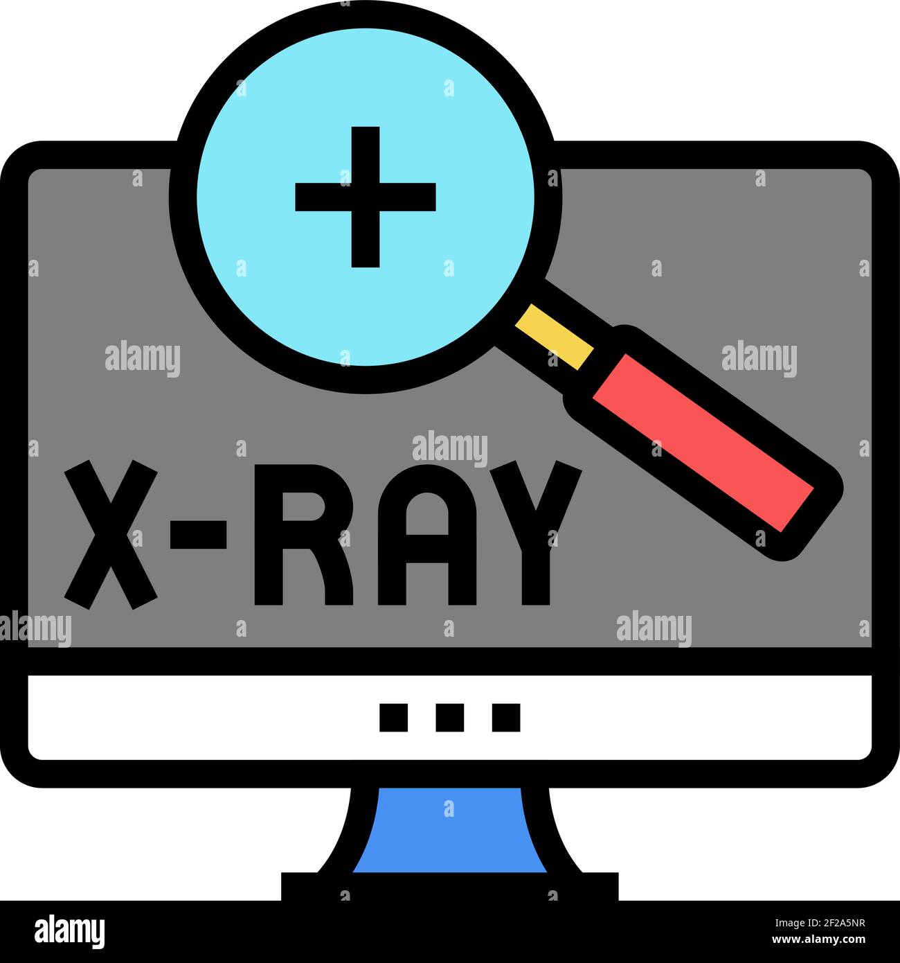 x-ray radiology researching on computer screen color icon vector ...