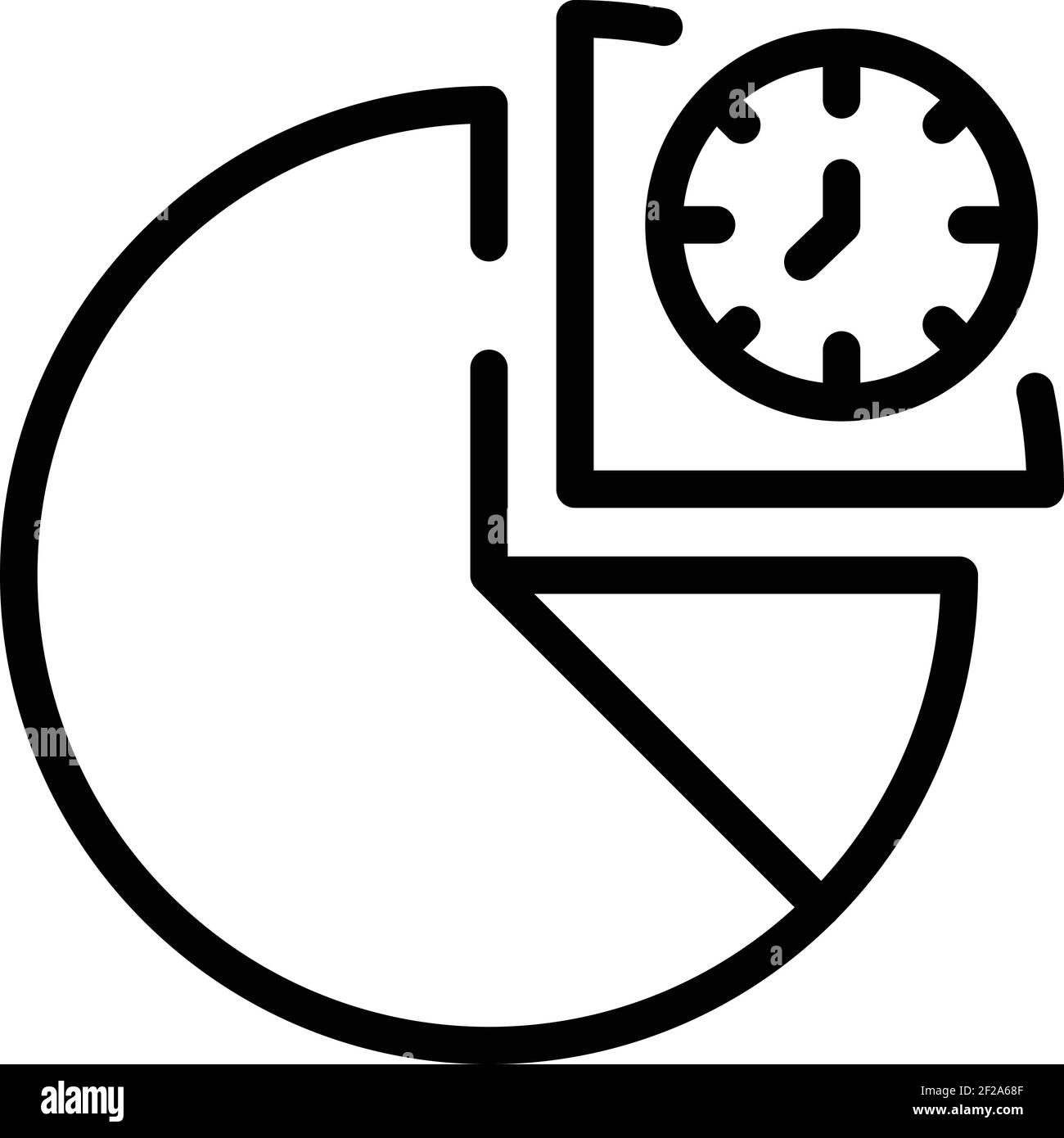 Pie chart time management icon. Outline pie chart time management vector icon for web design ...