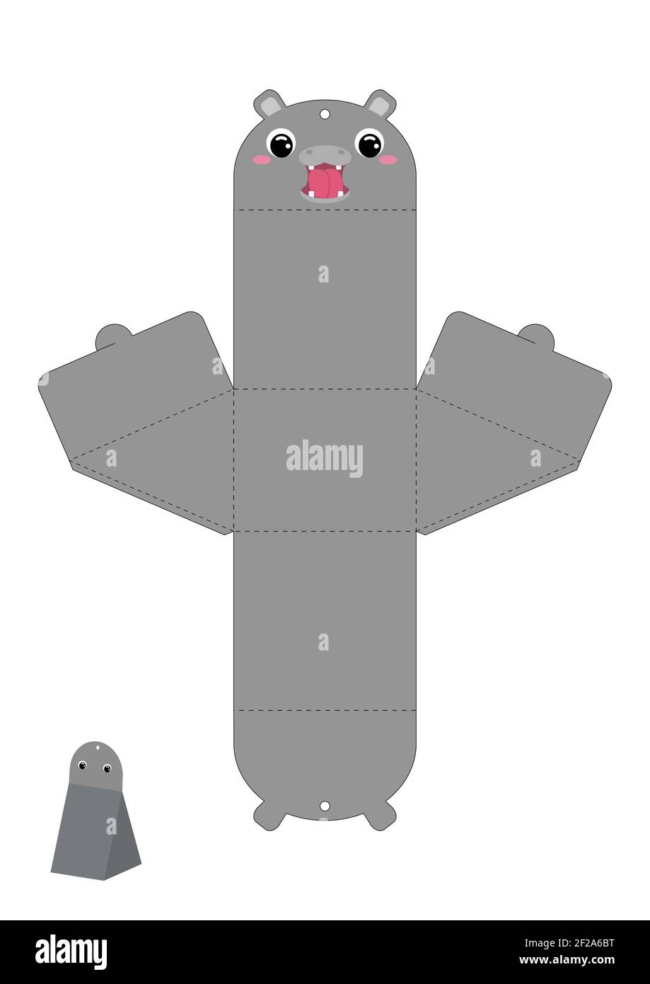 Party favor box hippo design for sweets, candies, presents. Packaging ...