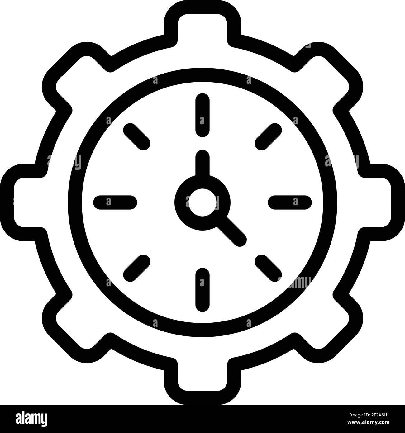 Clock gear wheel icon. Outline Clock gear wheel vector icon for web ...