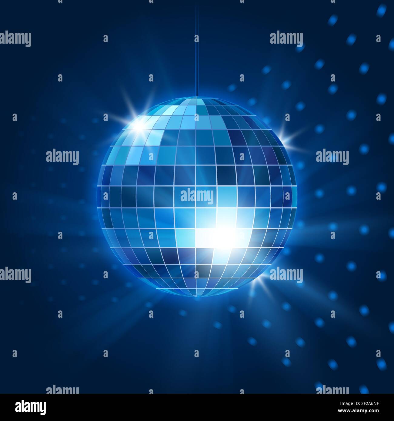 Vector mirror disco ball. Nightclub object, nightlife and bright and ...