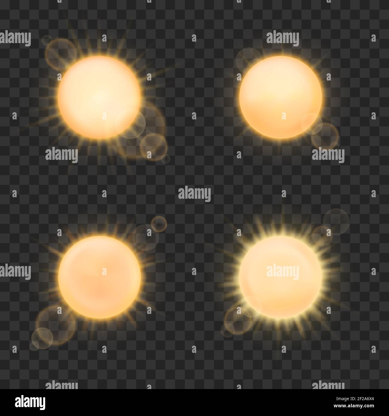 Vector realistic sun on plaid background. Nature light shine solar ...