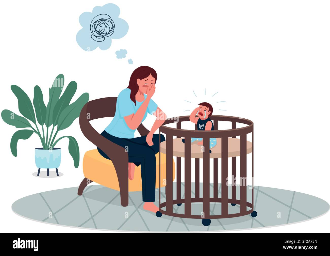 Cartoon illustration mom crying baby High Resolution Stock Photography ...