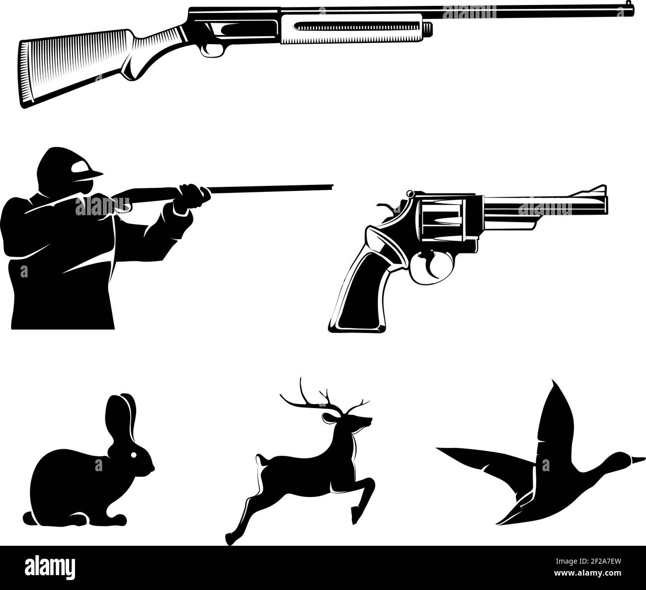 Hunting vector elements for vintage labels and emblems. Deer and gun ...