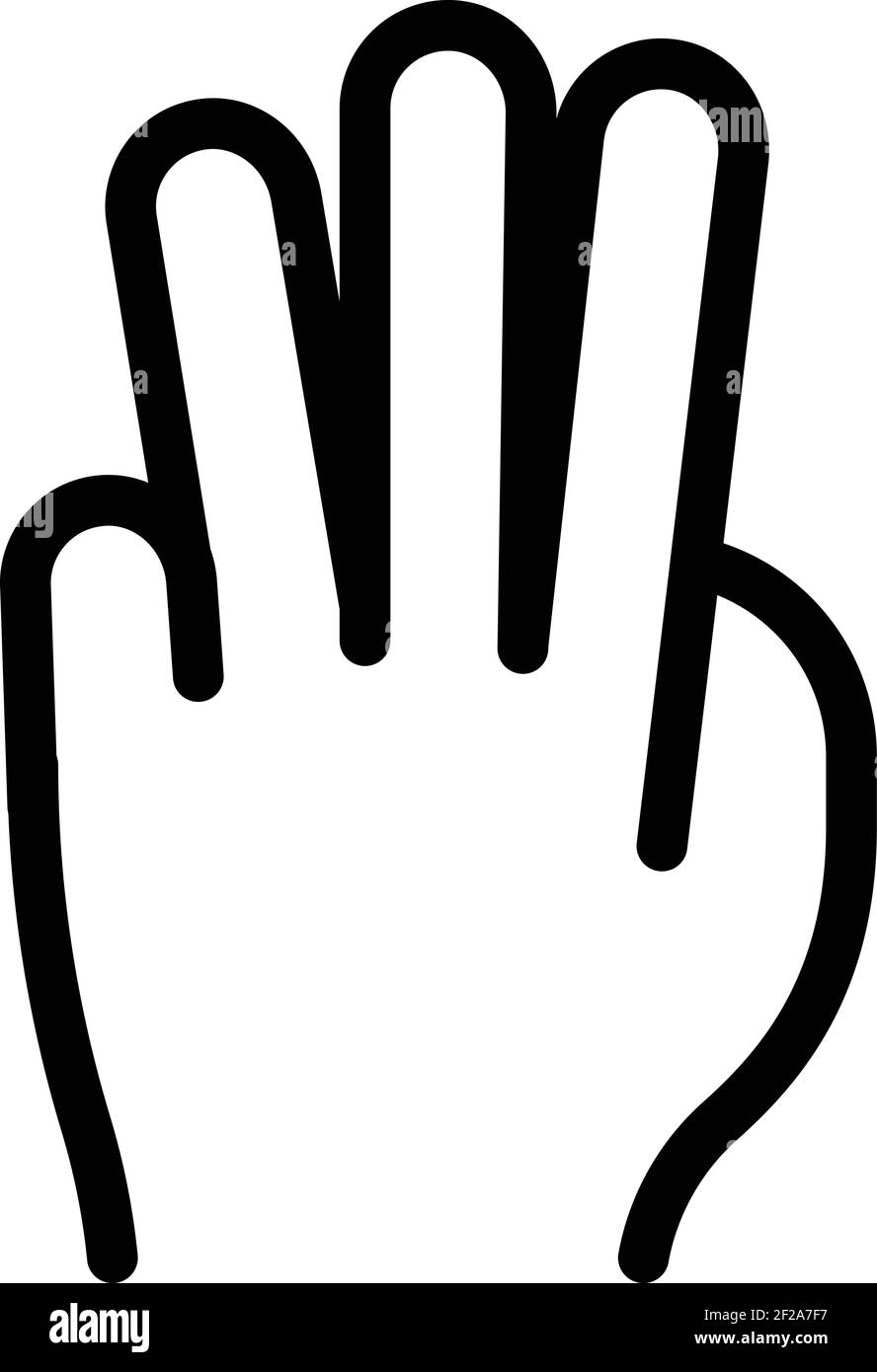 Hand gesture three times icon. Outline Hand gesture three times vector ...