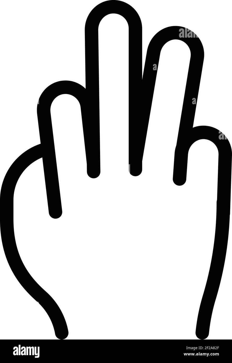 Hand gesture three fingers icon. Outline Hand gesture three fingers ...