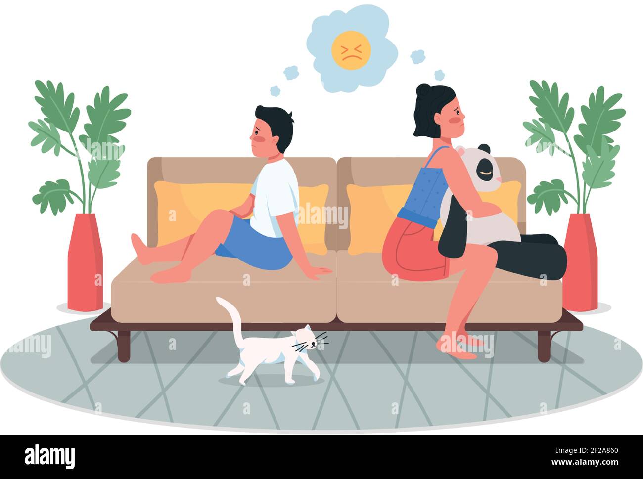 Upset siblings flat color vector detailed characters Stock Vector Image ...