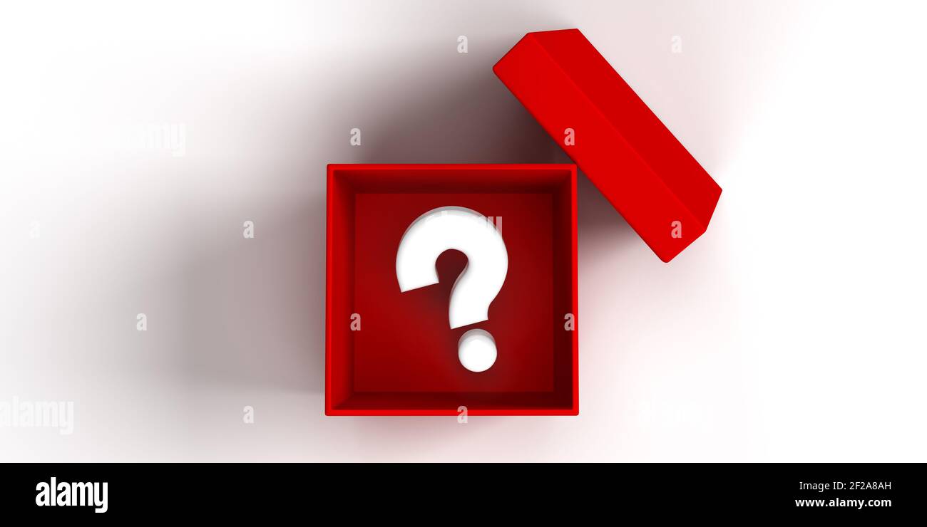 Isolated open red square gift box in 3D render with dropped shadow on ...