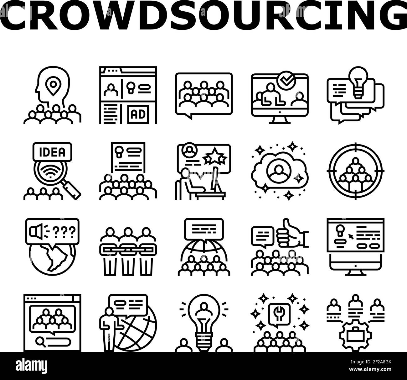 Crowdsourcing Business Collection Icons Set Vector Illustration Stock ...