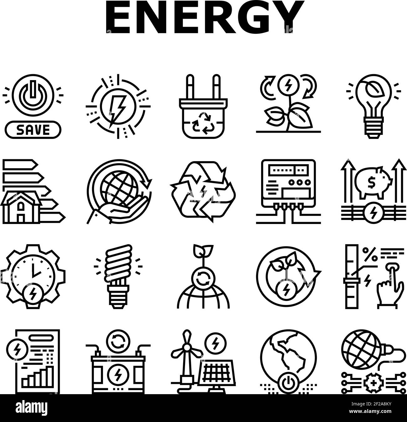 Energy Saving Tool Collection Icons Set Vector Stock Vector Image & Art ...