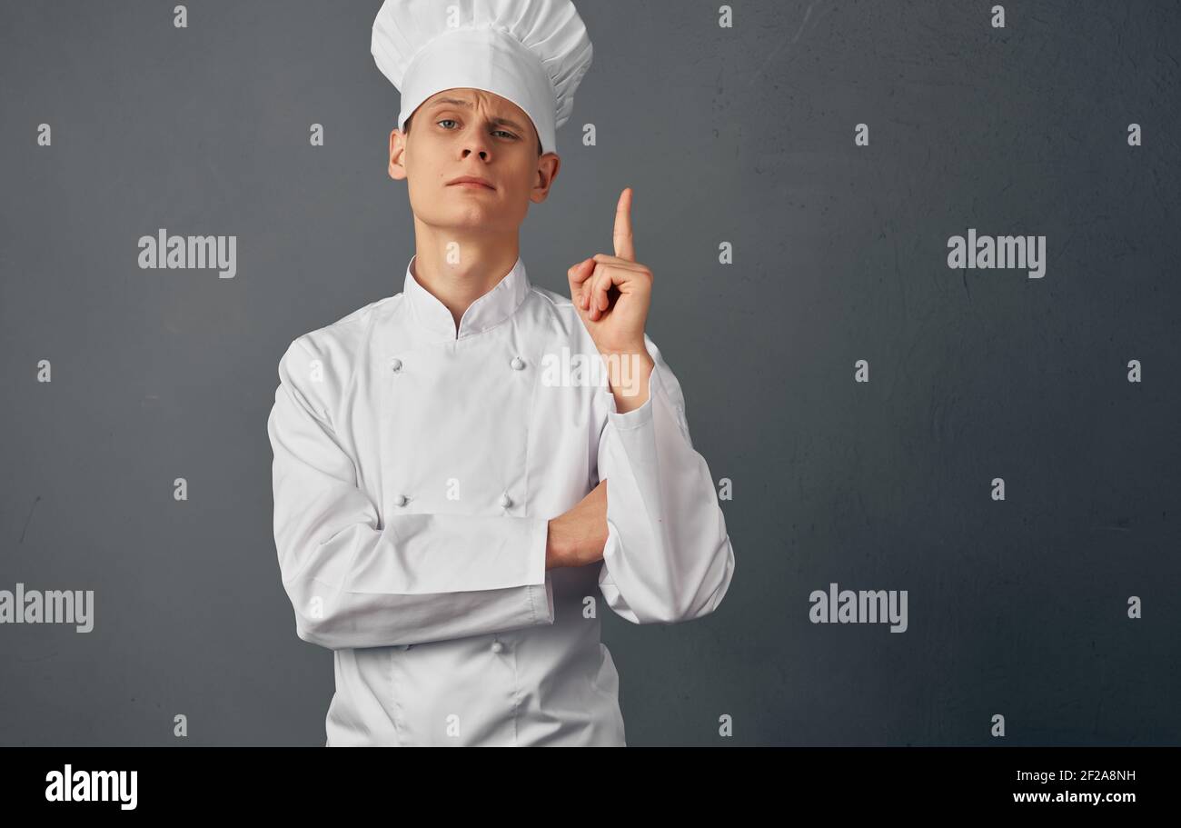 male chef cooking food hand gestures restaurant food preparation ...
