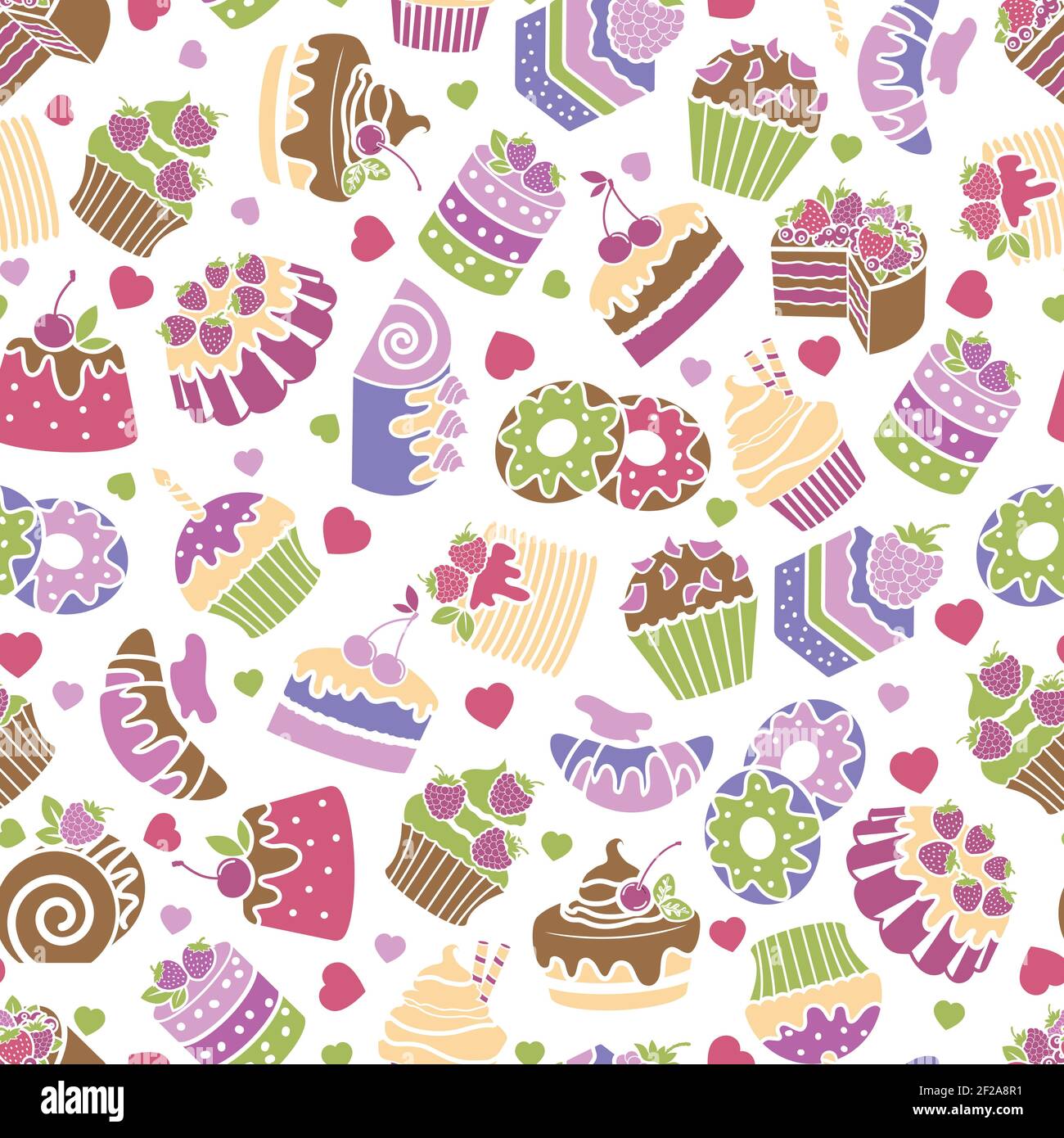 Baking and desserts seamless pattern background. Food and cream, sweet ...
