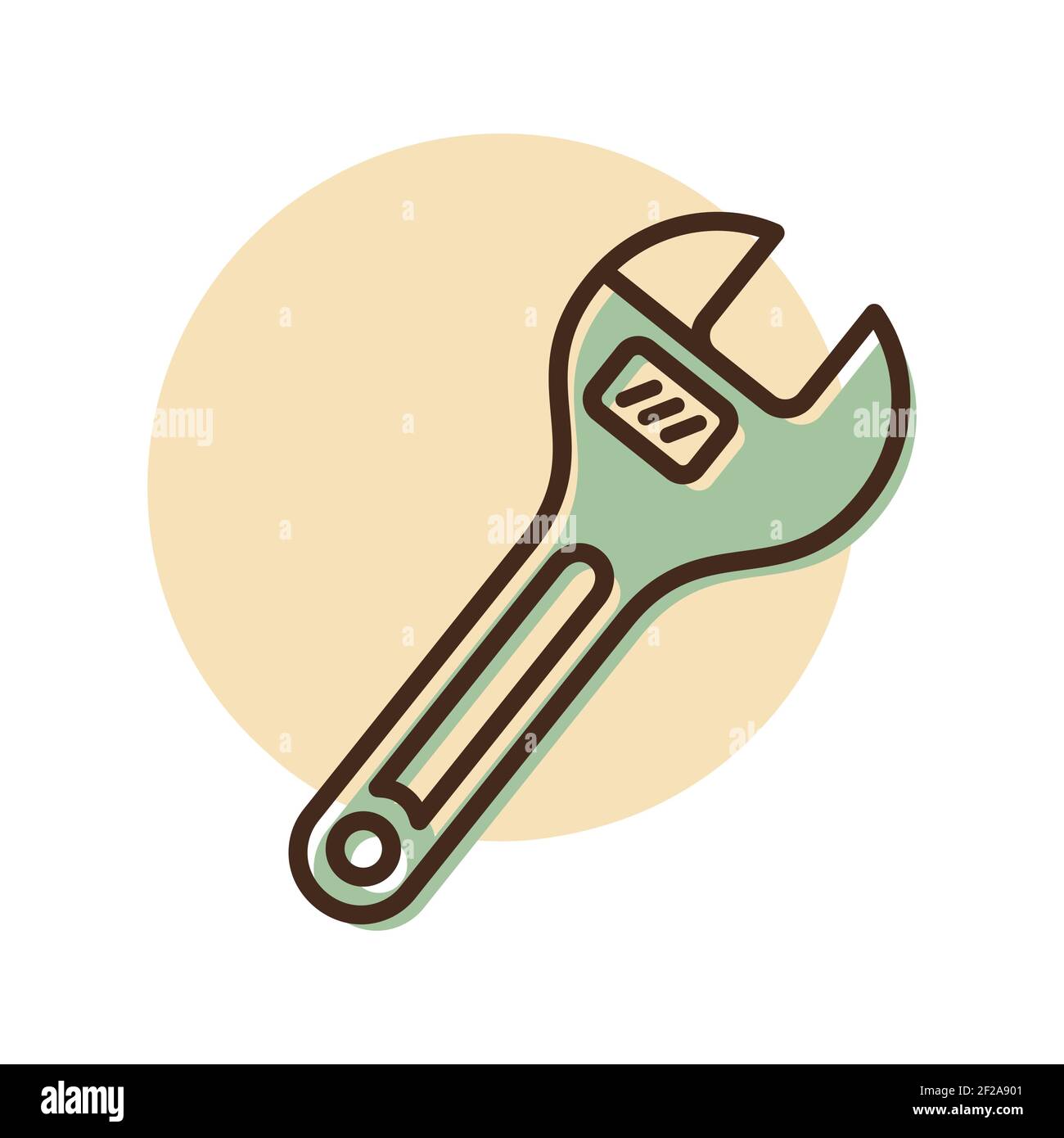 Adjustable spanner vector flat icon. Construction, repair and building ...