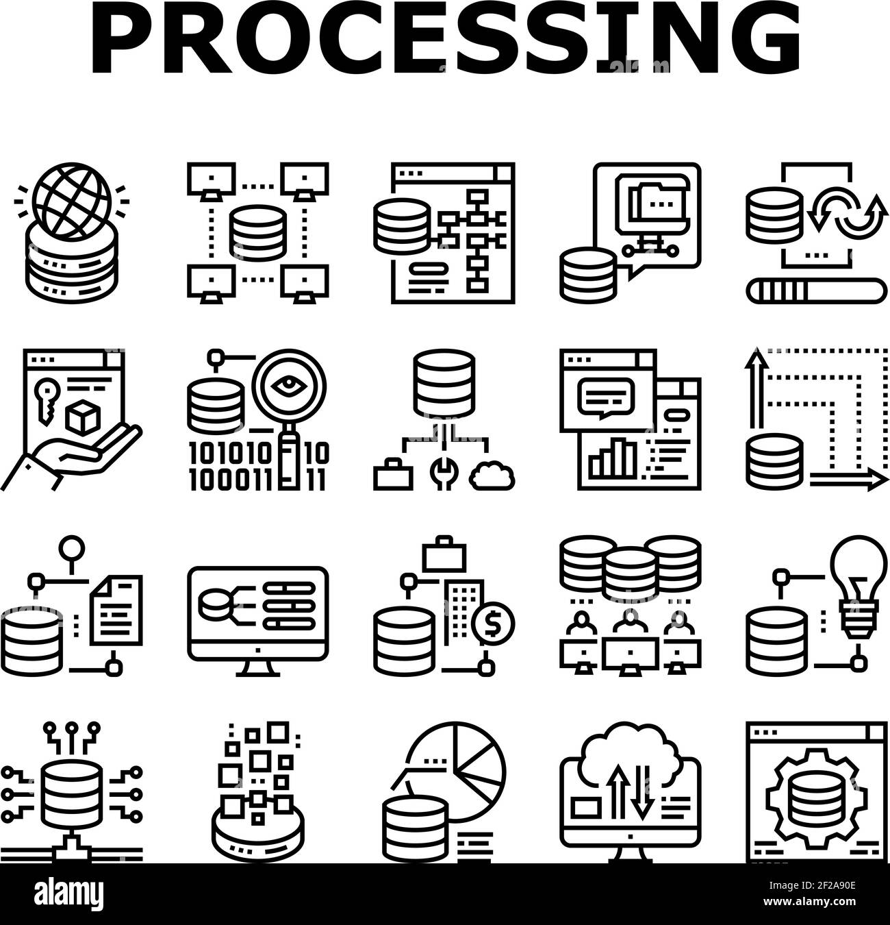 Digital Processing Collection Icons Set Vector Illustration Stock ...