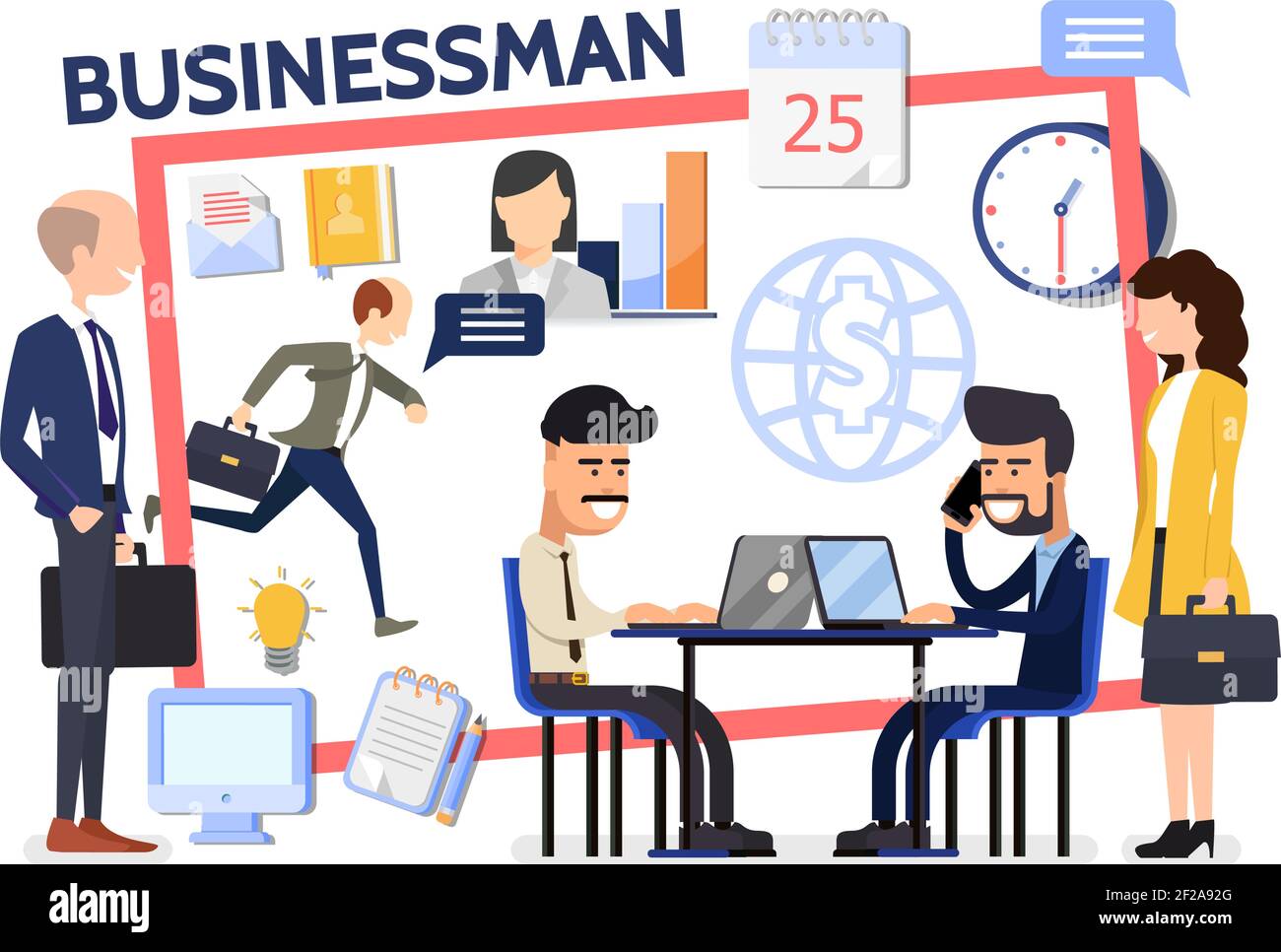 Flat business composition with businessmen managers negotiation ...