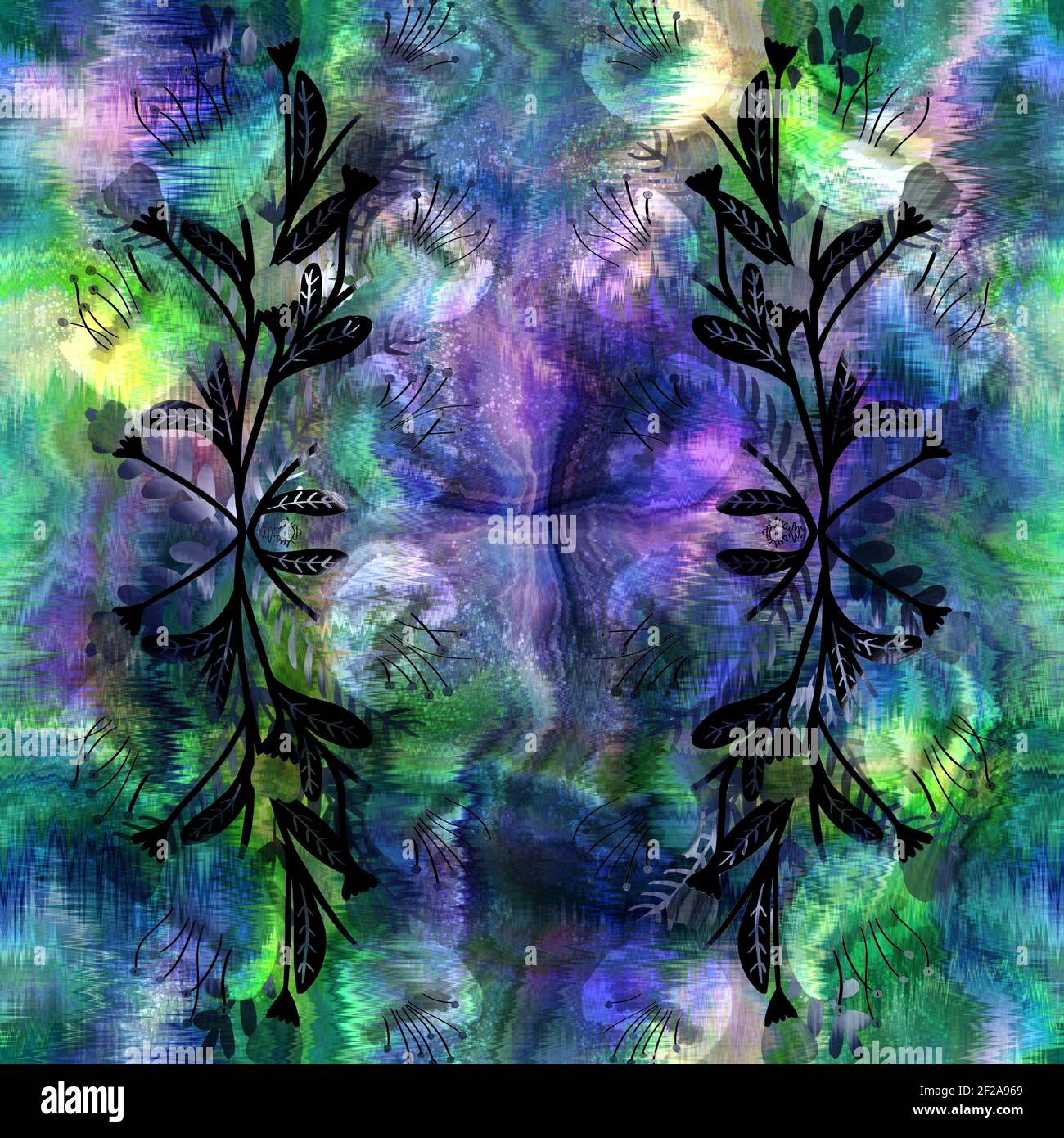 Seamless abstract color blobs with floral overlay Stock Photo - Alamy
