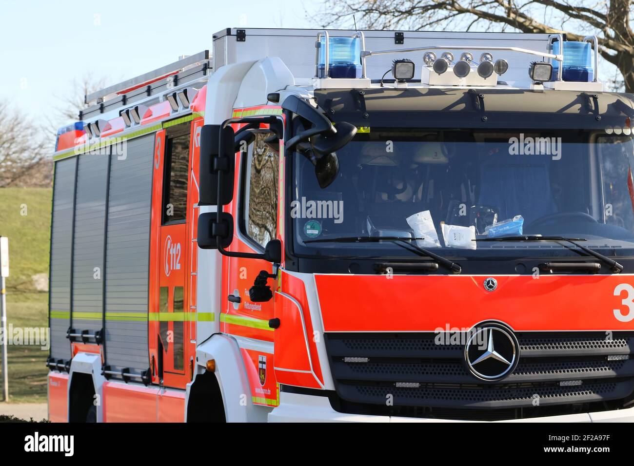 modern German emergency fire brigade truck Stock Photo - Alamy