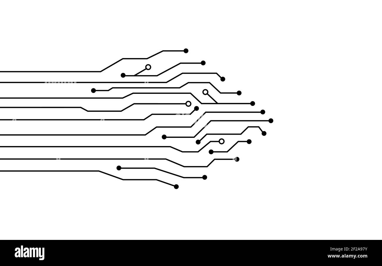 circuit board pattern technology. White background technology with line ...