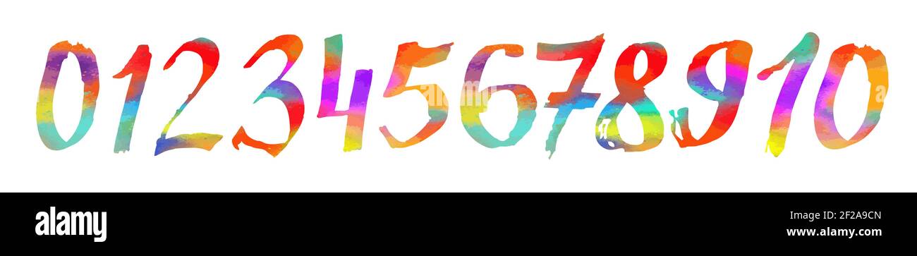 Multicolored brush numbers. Vector illustration Stock Vector Image ...