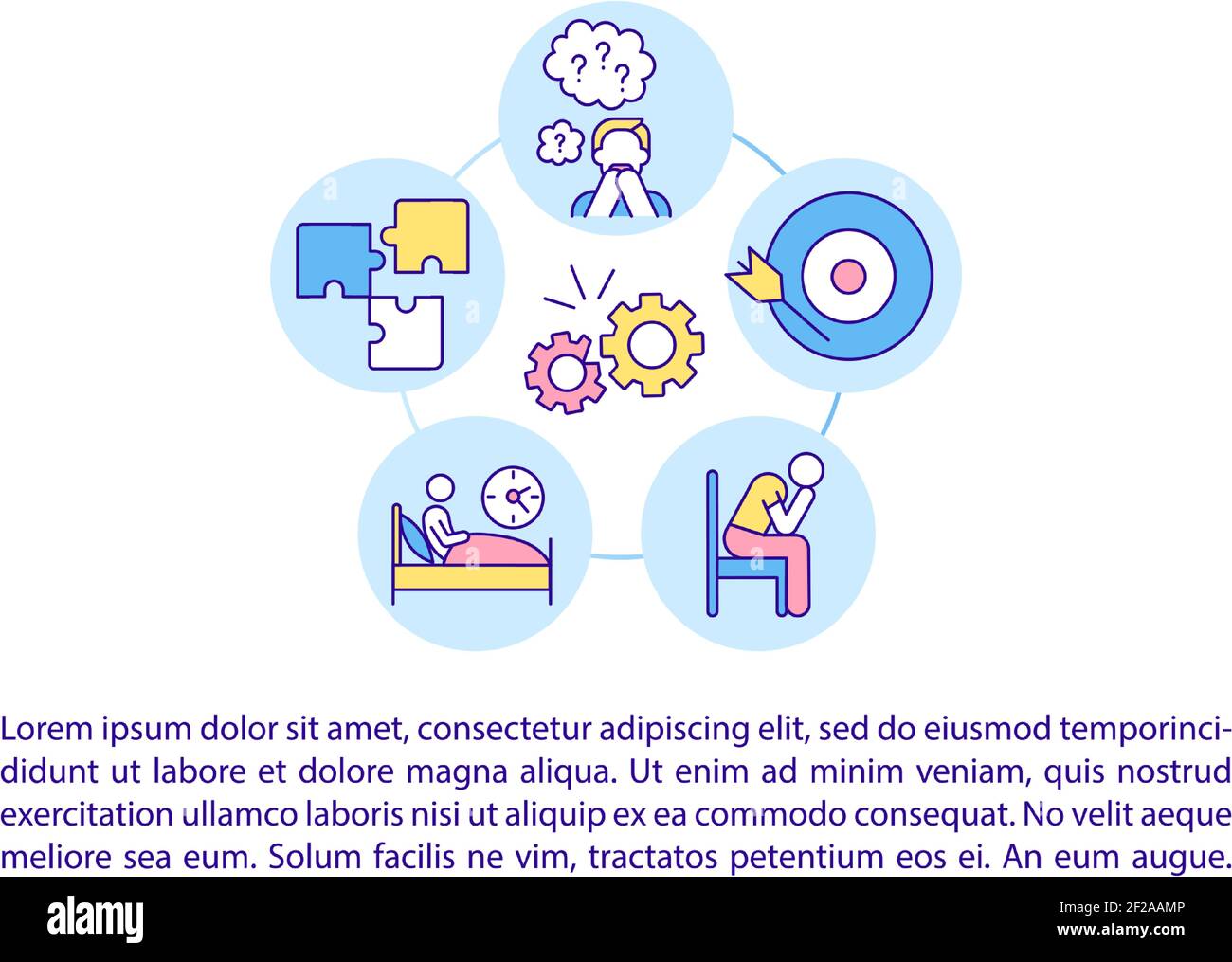 Neurological and psychiatric complications concept icon with text Stock ...