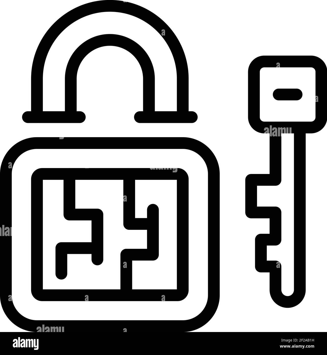 Blockchain padlock icon. Outline Blockchain padlock vector icon for web ...