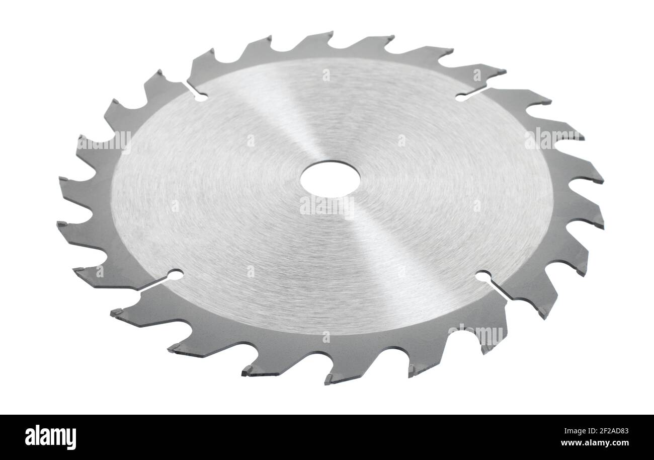 new power saw blade closeup on white isolated background Stock Photo ...