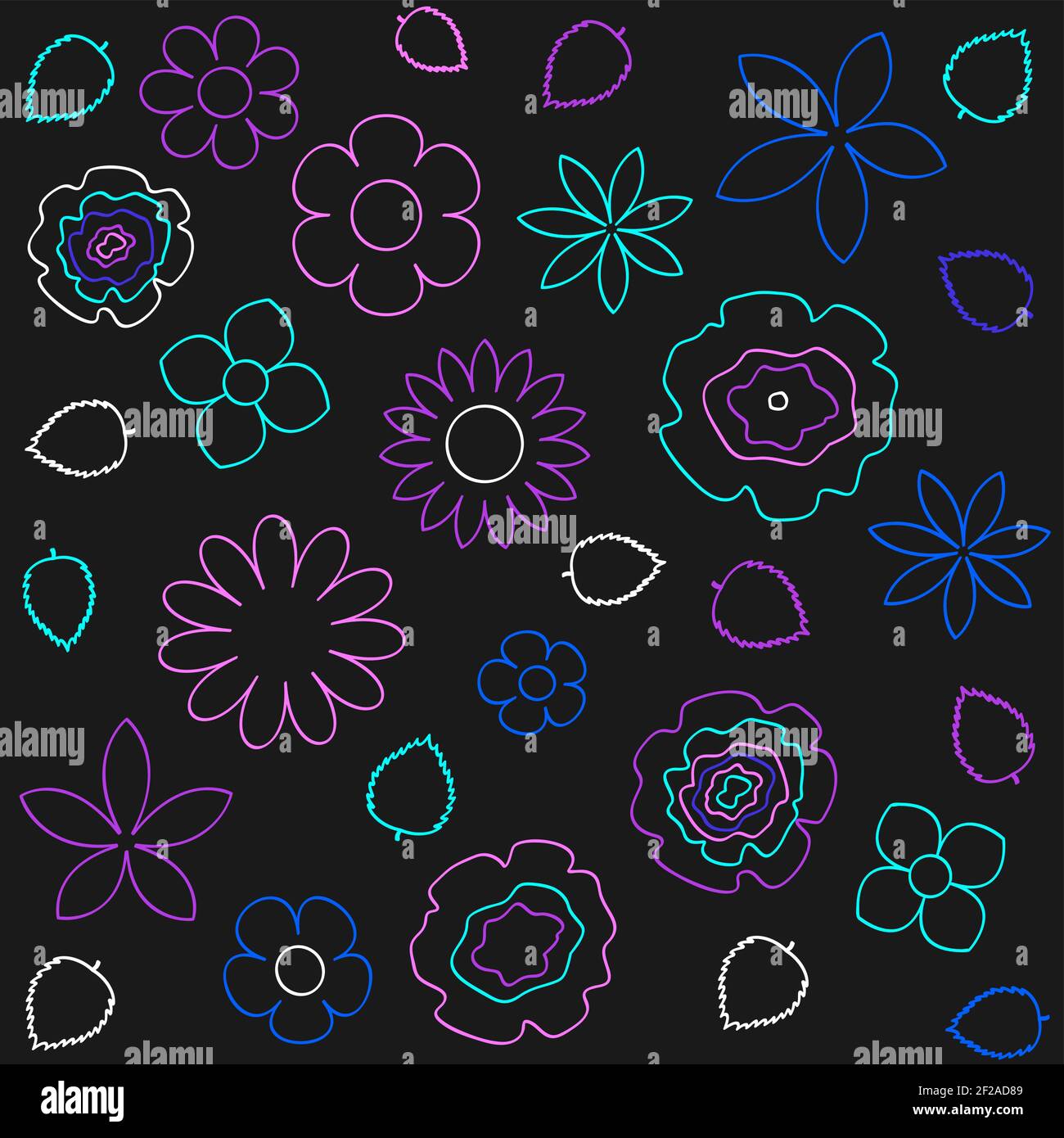 outline flowers dark seamless texture Stock Vector Image & Art - Alamy