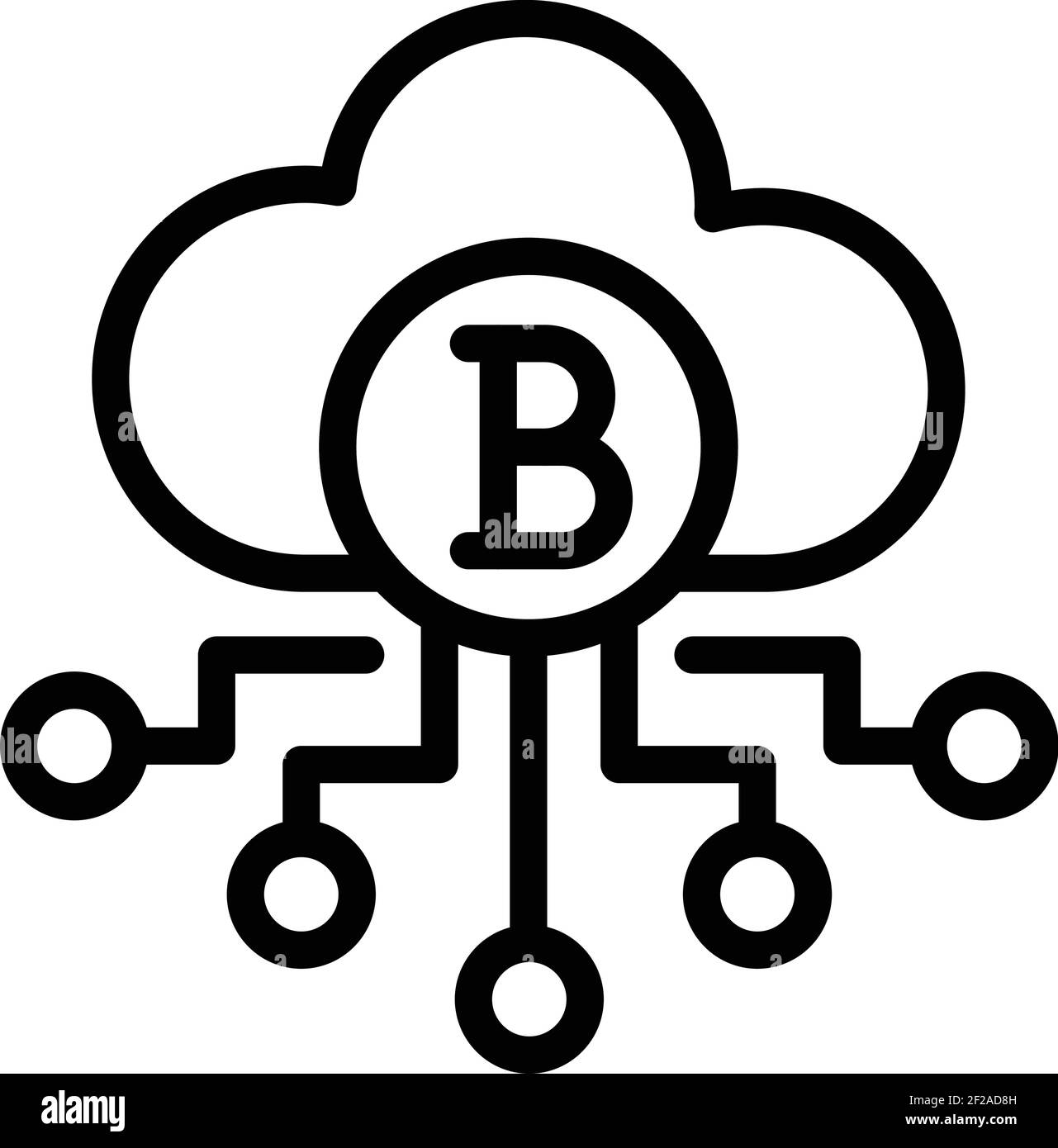 Blockchain digital cloud icon. Outline Blockchain digital cloud vector icon for web design ...