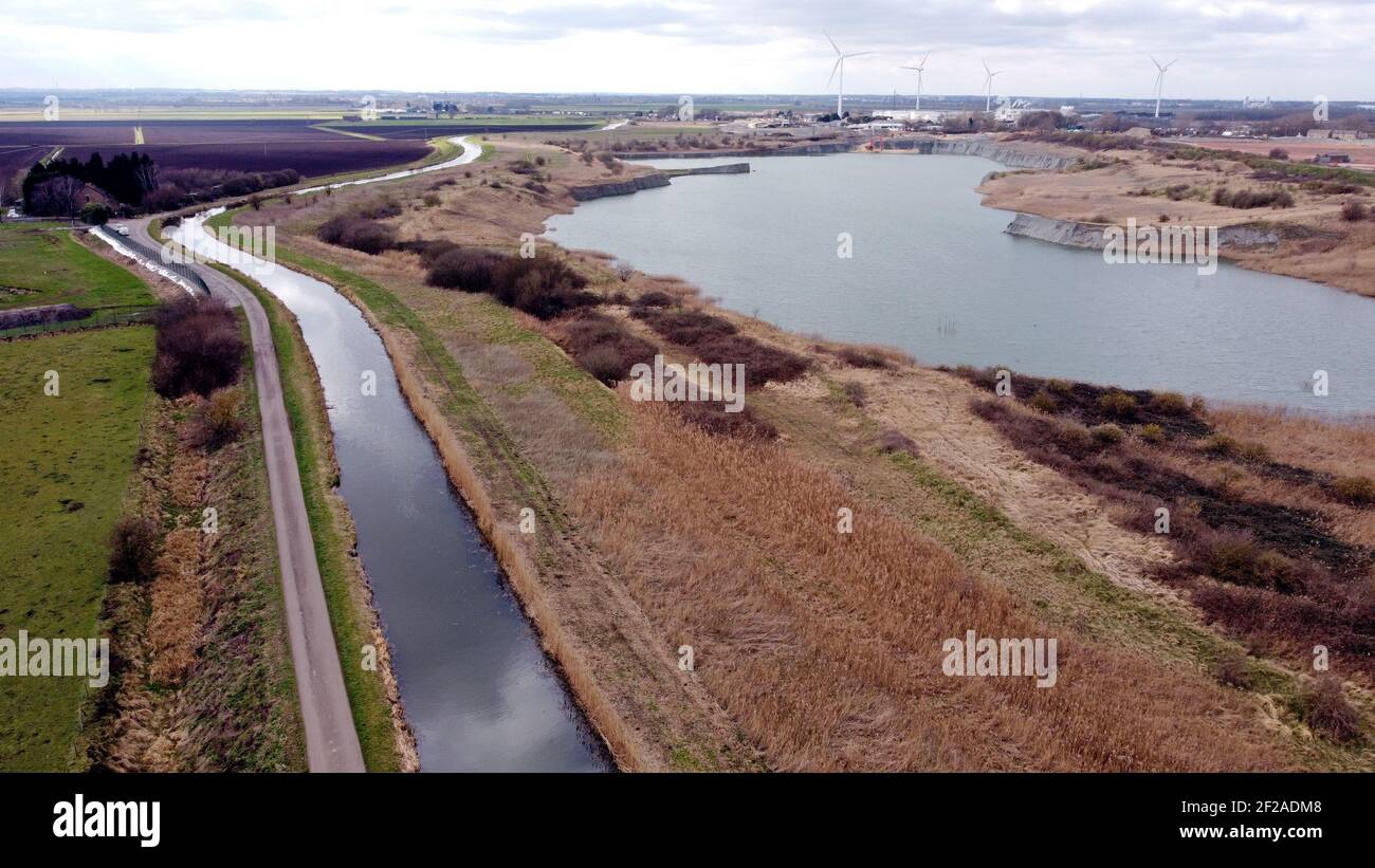 A view upstream of the King's Dike running close to the brickyards at ...