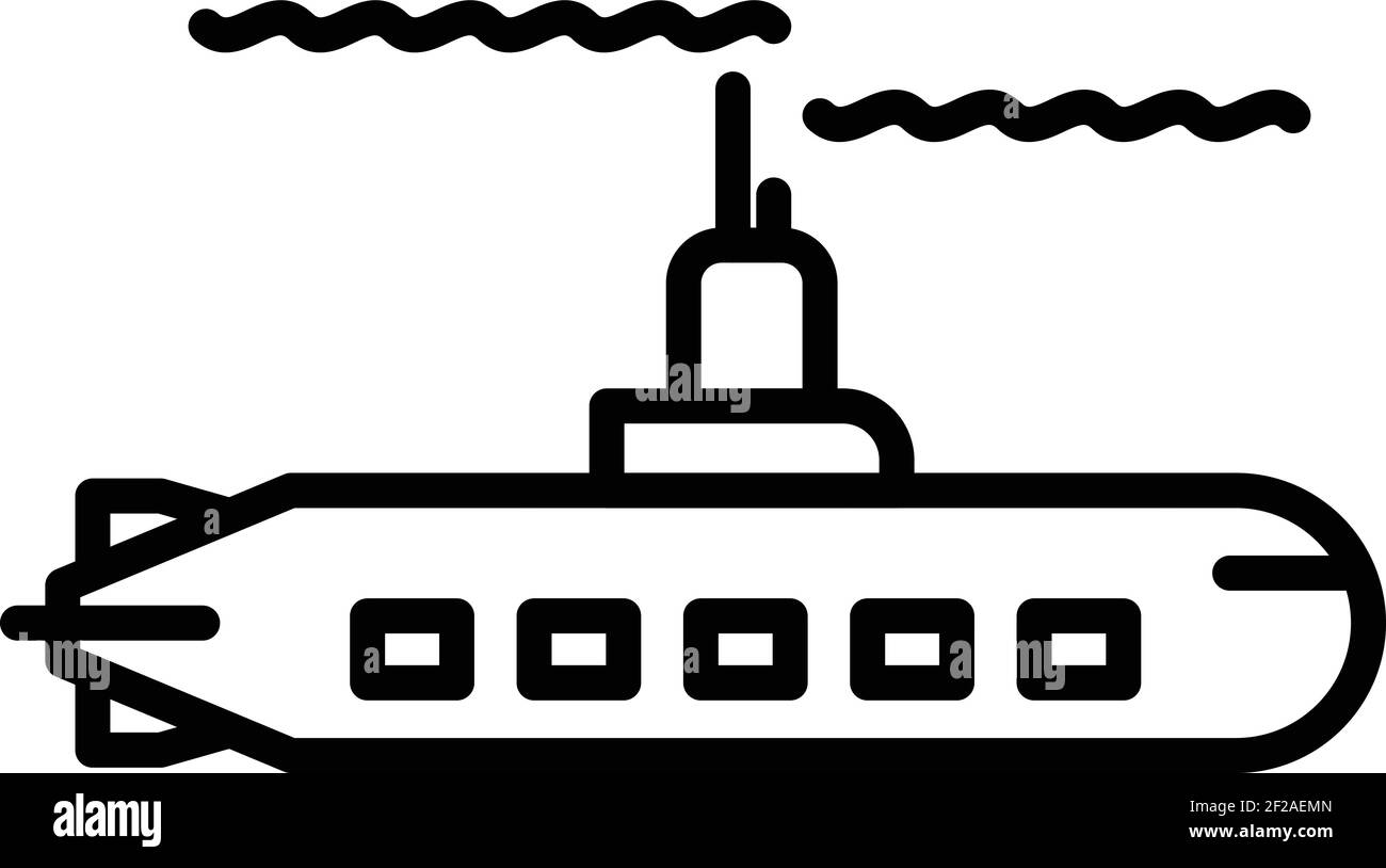 Military submarine icon. Outline military submarine vector icon for web ...