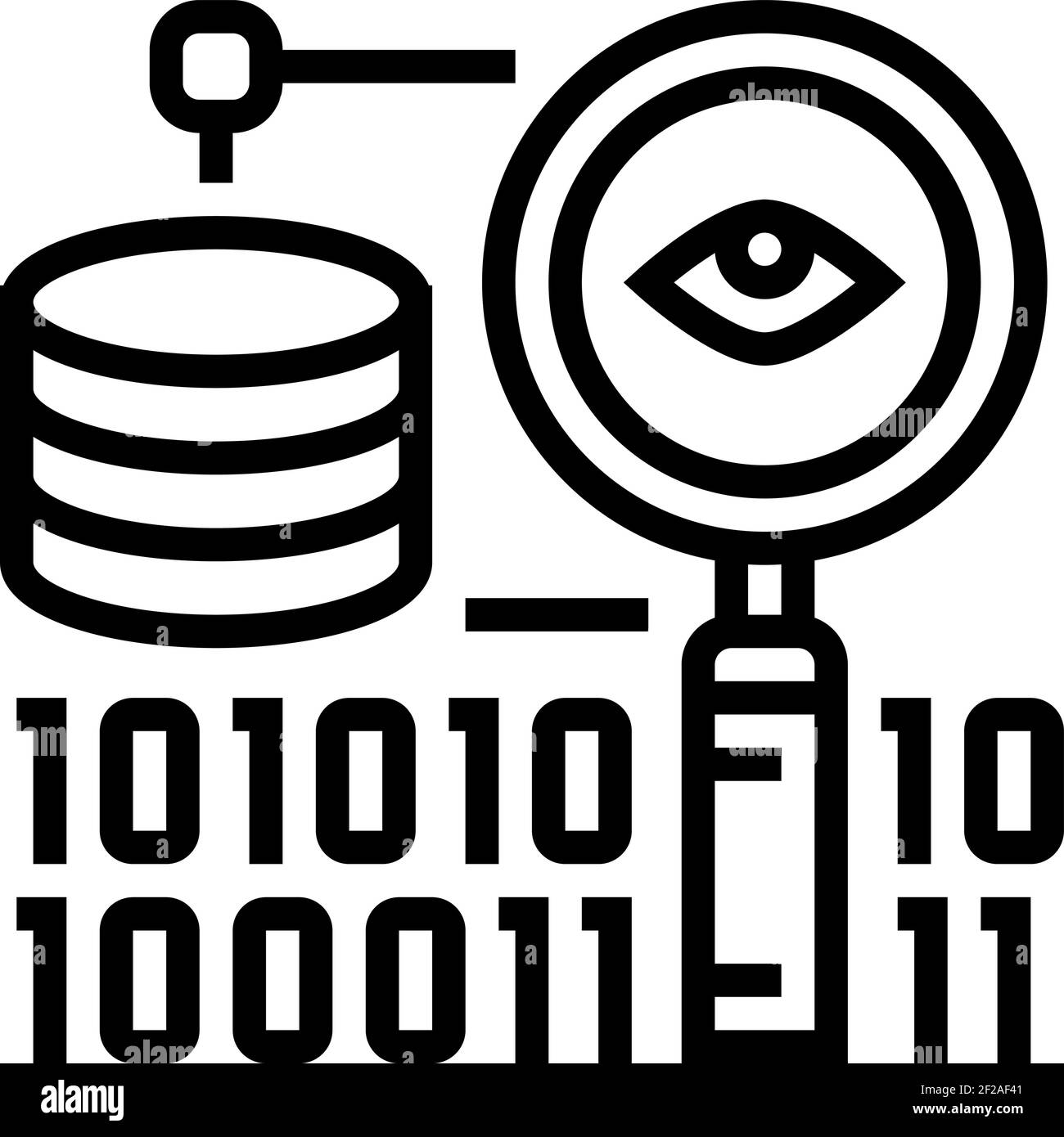 analysis binary digital processing line icon vector illustration Stock ...
