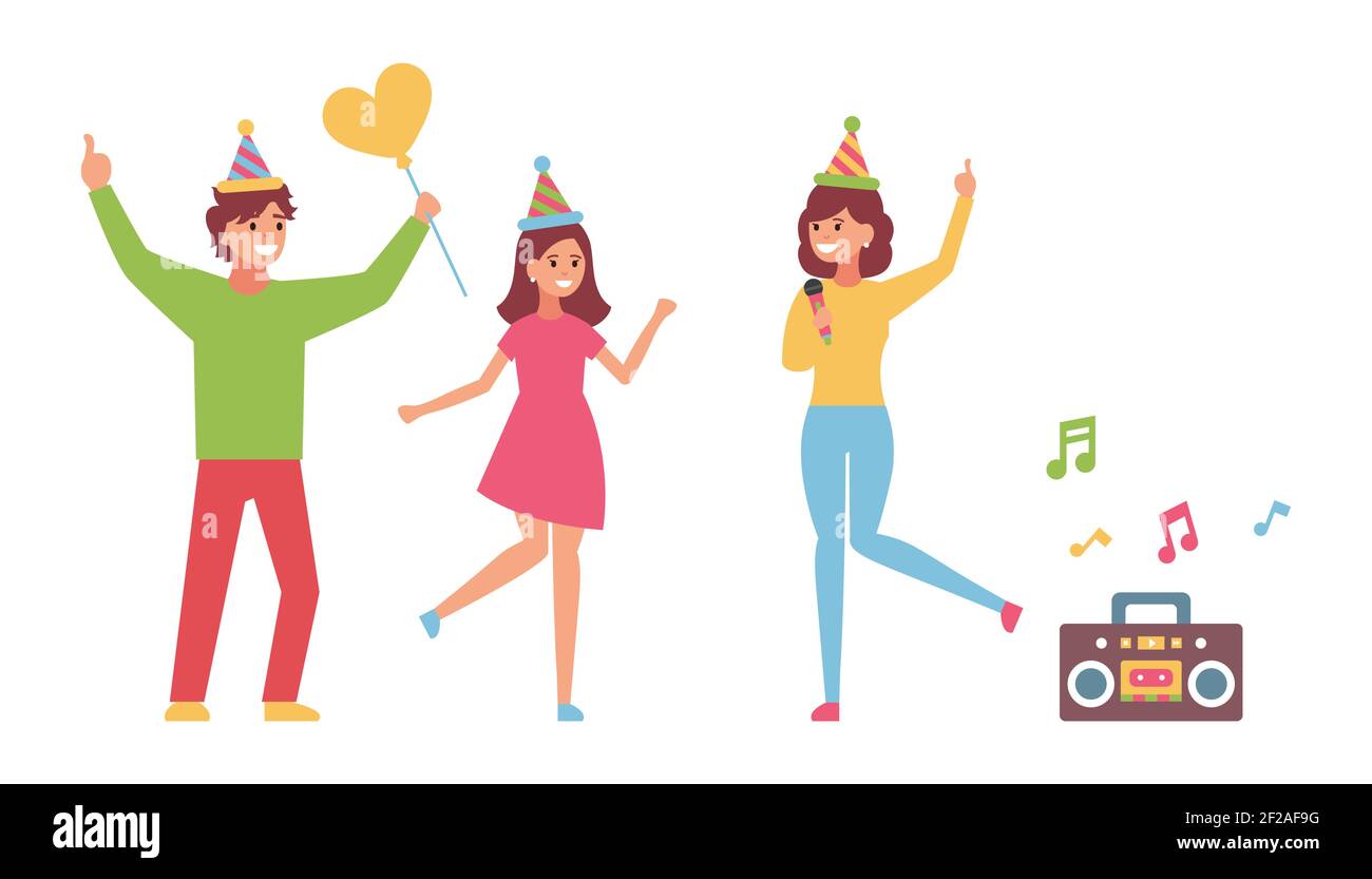 Happy people at the party. Celebration. Vector illustration isolated on ...