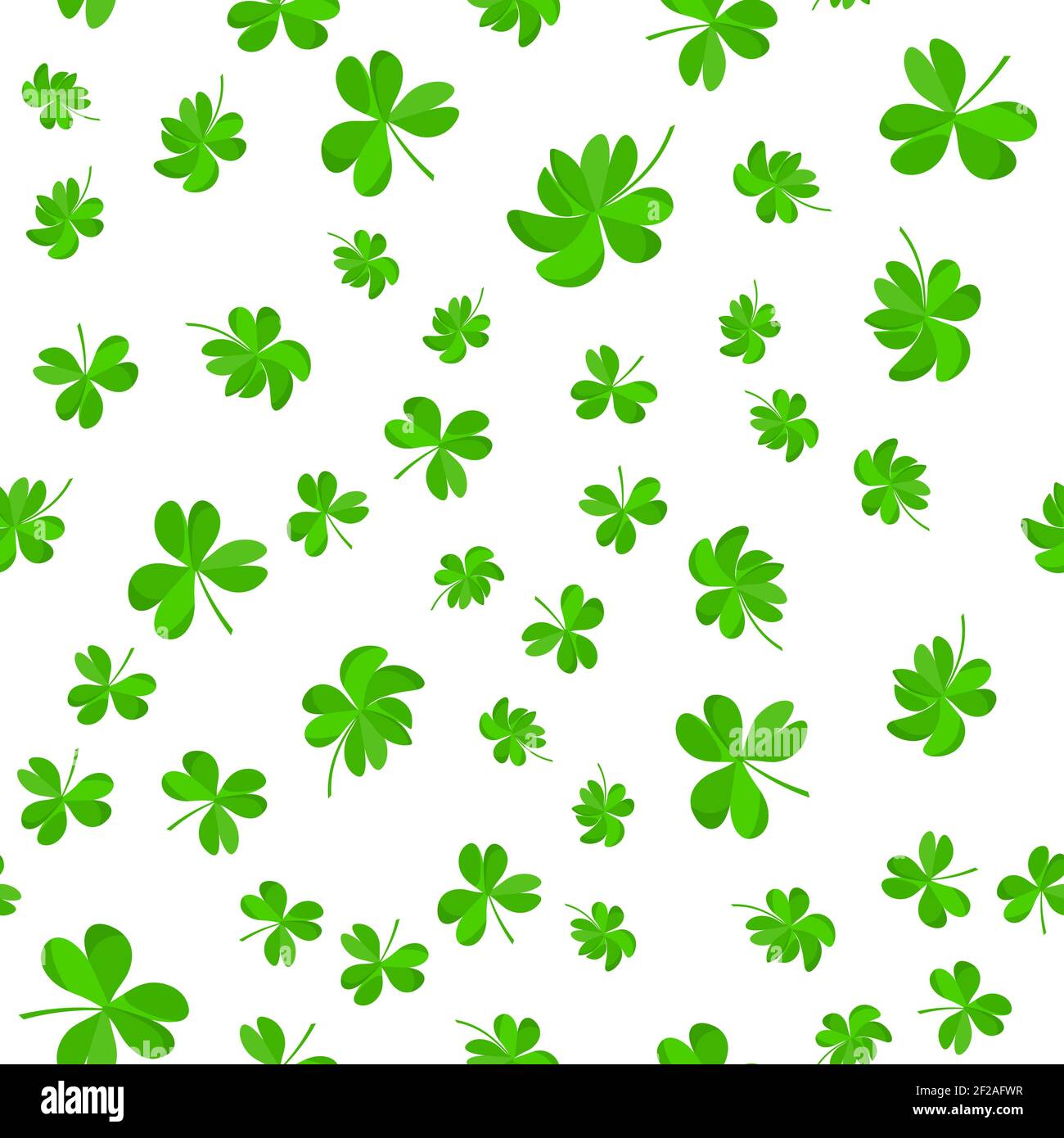 Vector Seamless Pattern Of Shamrocks On A White Background Green