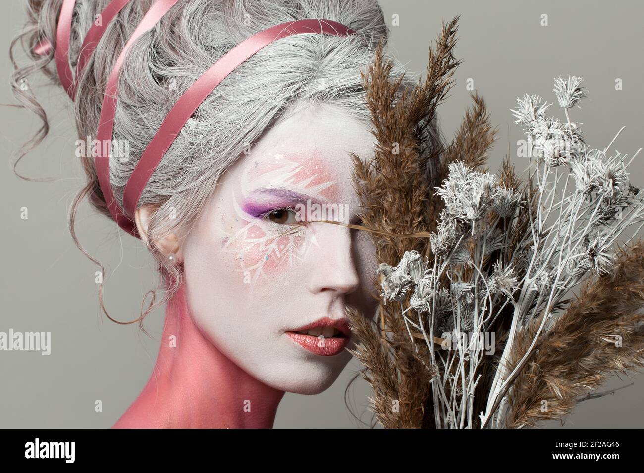 Winter woman face. Creative makeup, stage character Stock Photo - Alamy