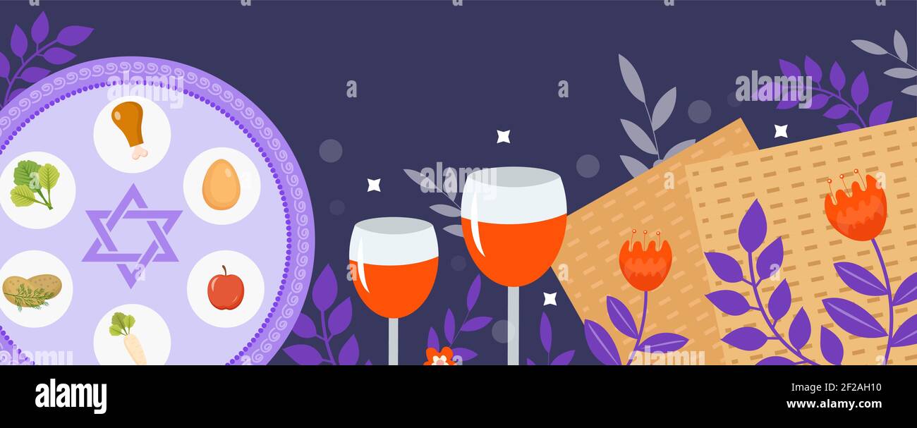 Passover banner. Pesach template for your design with matzah and spring ...