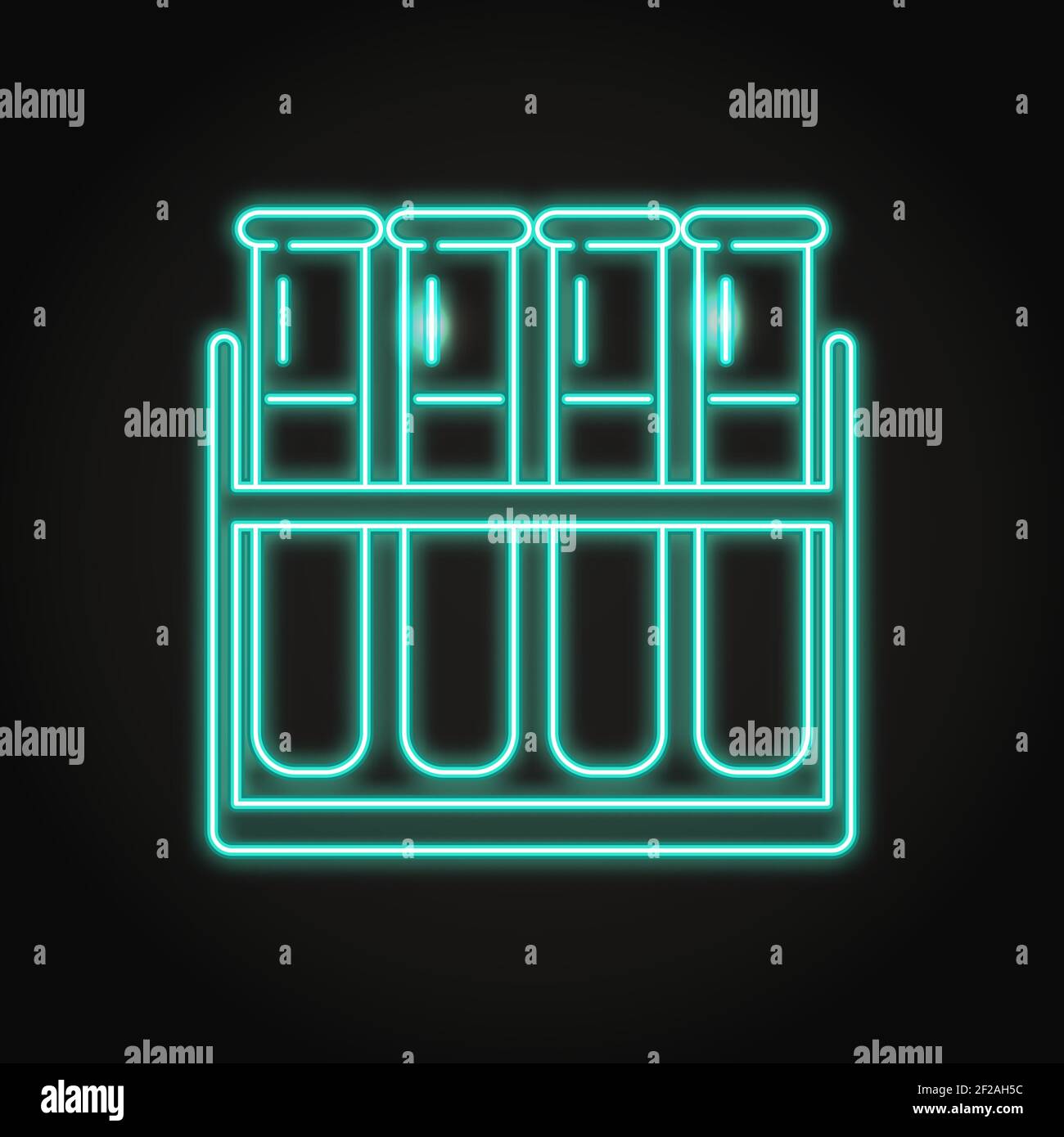 Rack with test tubes icon in neon line style. Scientific laboratory ...