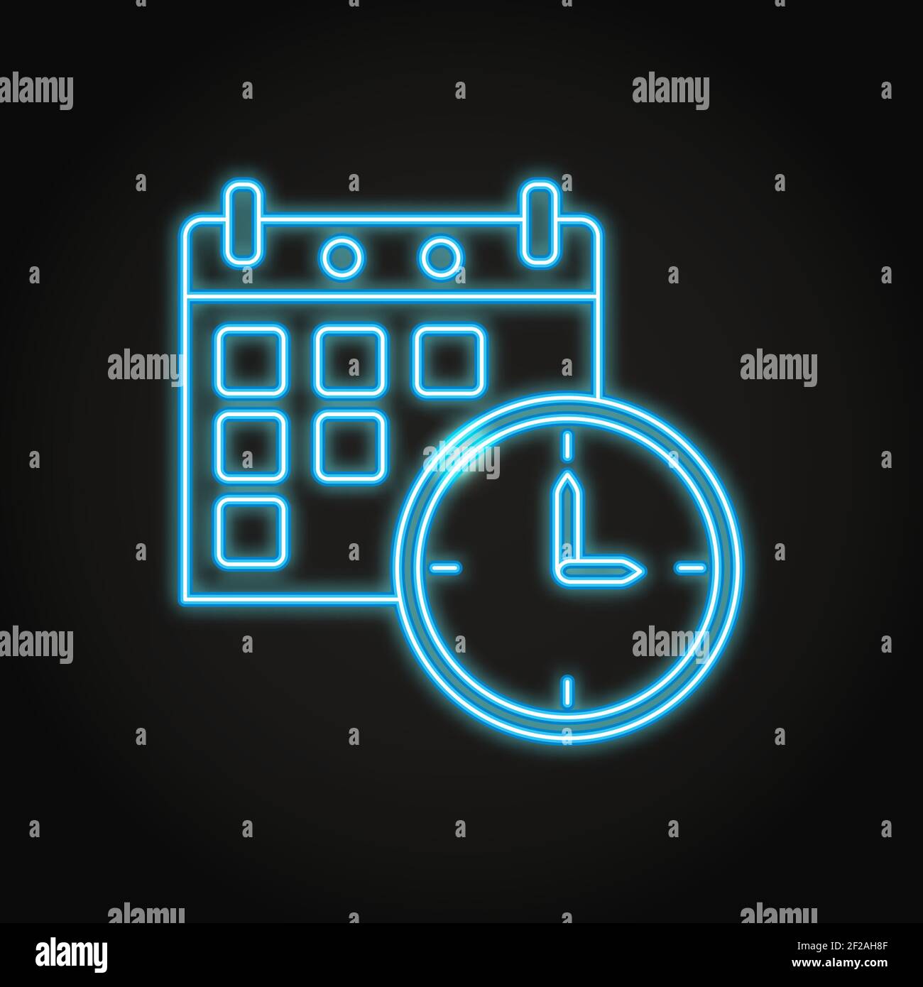 Date and time schedule concept icon in neon line style. Organizer ...