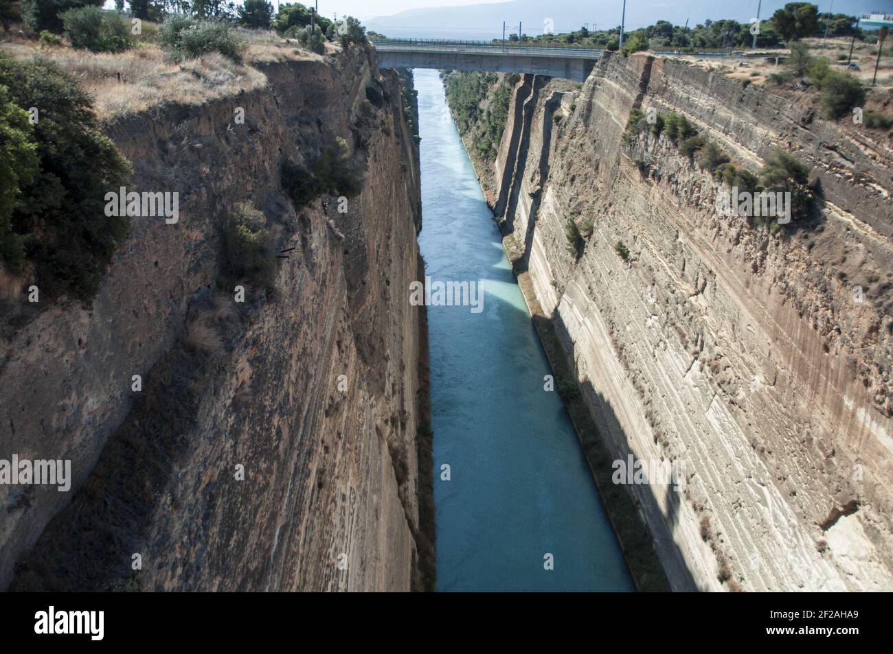 Long narrow Corinth Canal connecting the Corinth Gulf with the Saronic ...