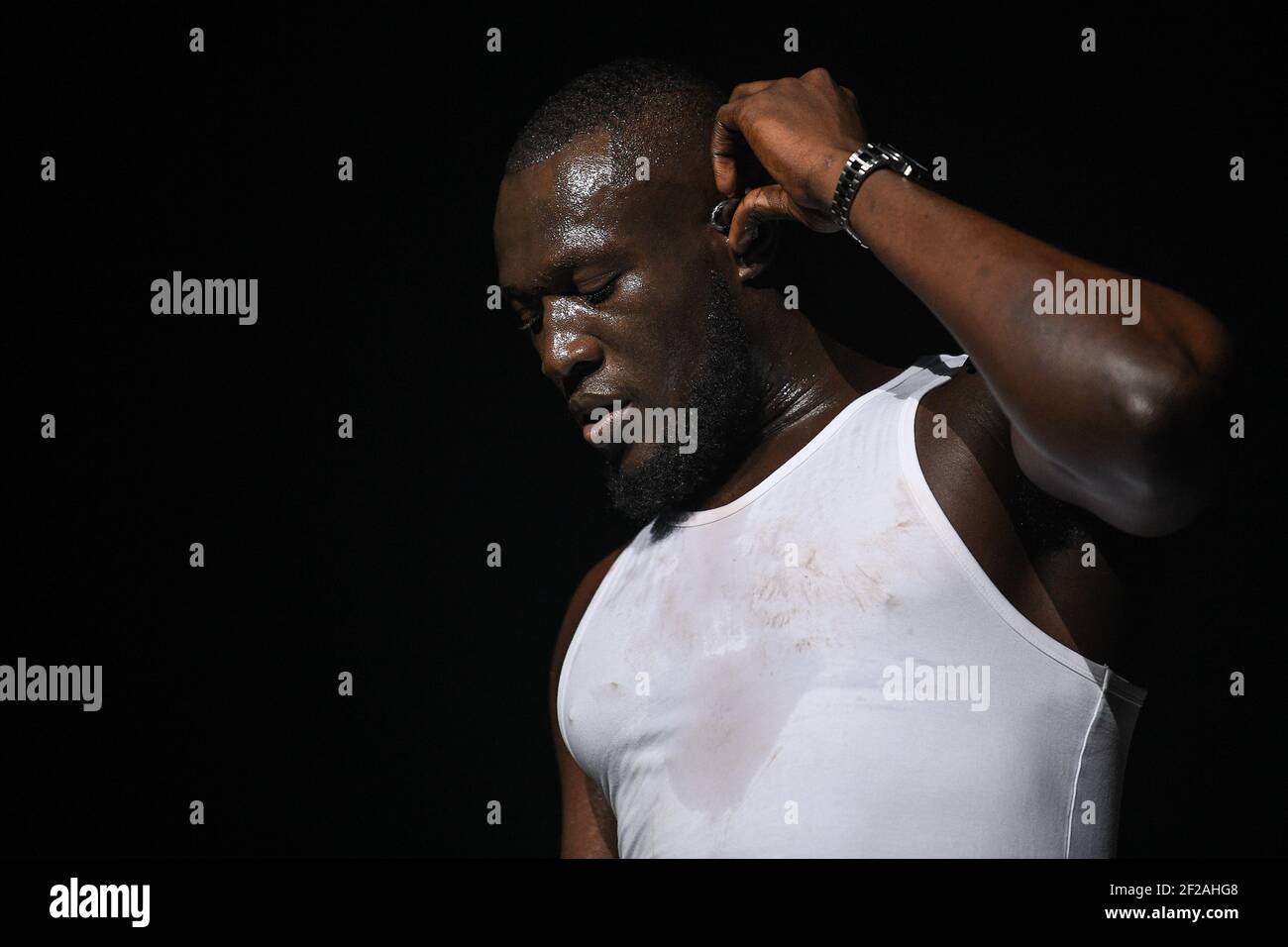 London, United Kingdom. 7th December 2019. Stormzy on stage during day ...