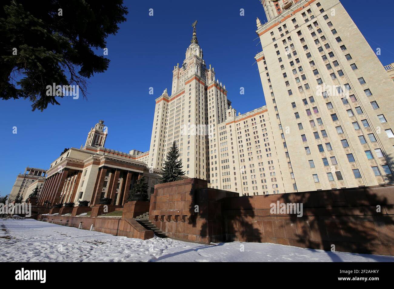 Lomonosov Moscow State University, main building, Russia Stock Photo ...