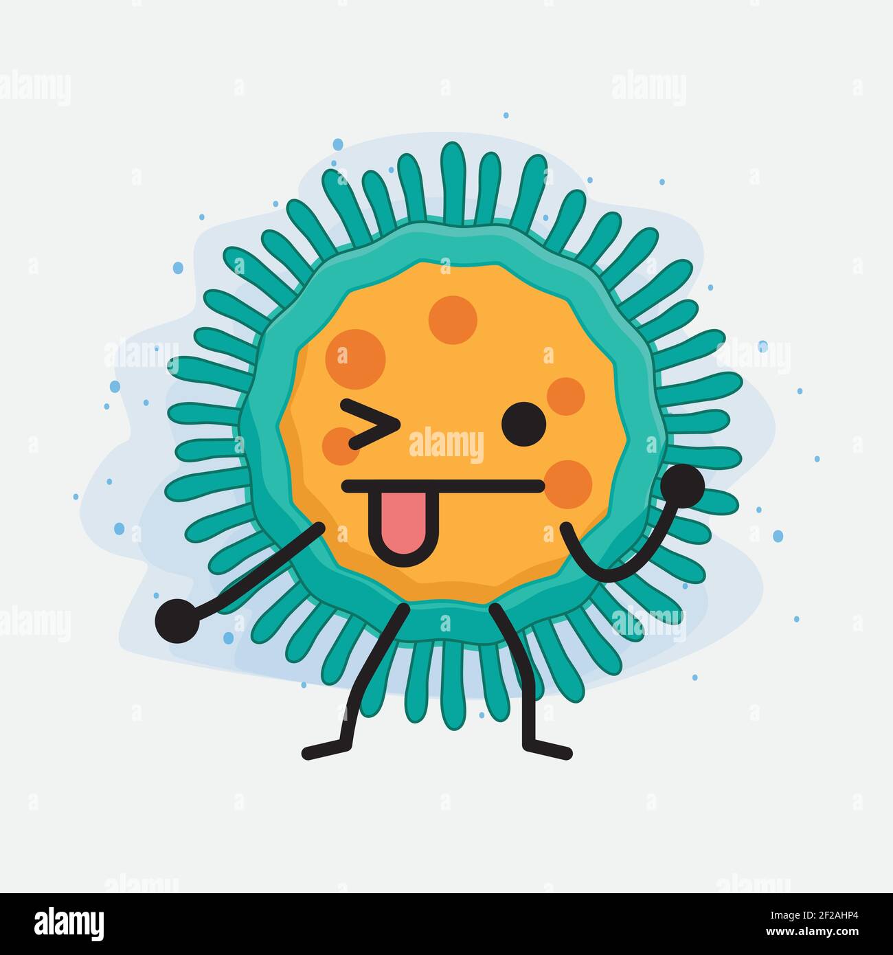 Vector Illustration of Virus Character with cute face, simple hands and ...