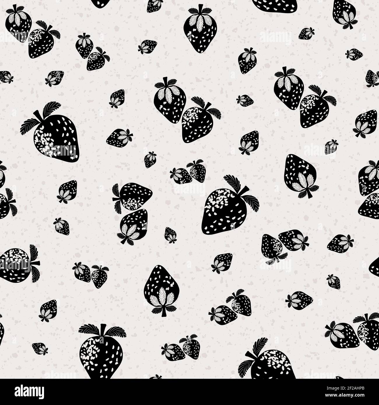 Strawberry linocut seamless vector pattern background. Stencil style ...