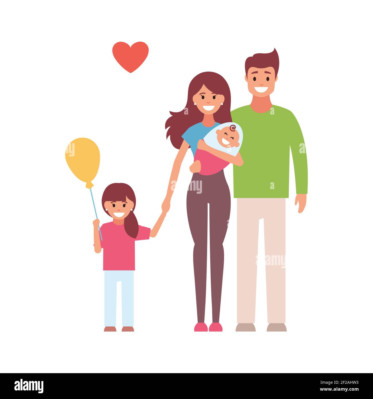 Happy family. Vector flat design illustration on white background Stock ...