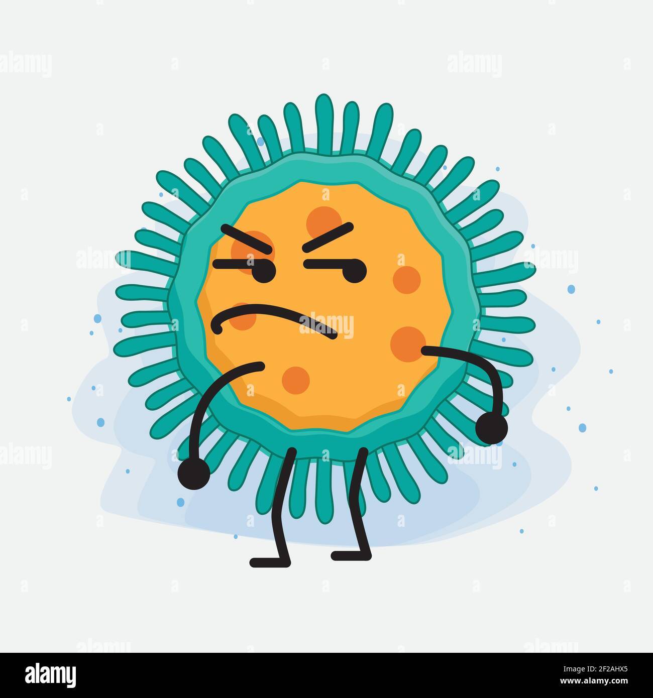Vector Illustration of Virus Character with cute face, simple hands and ...