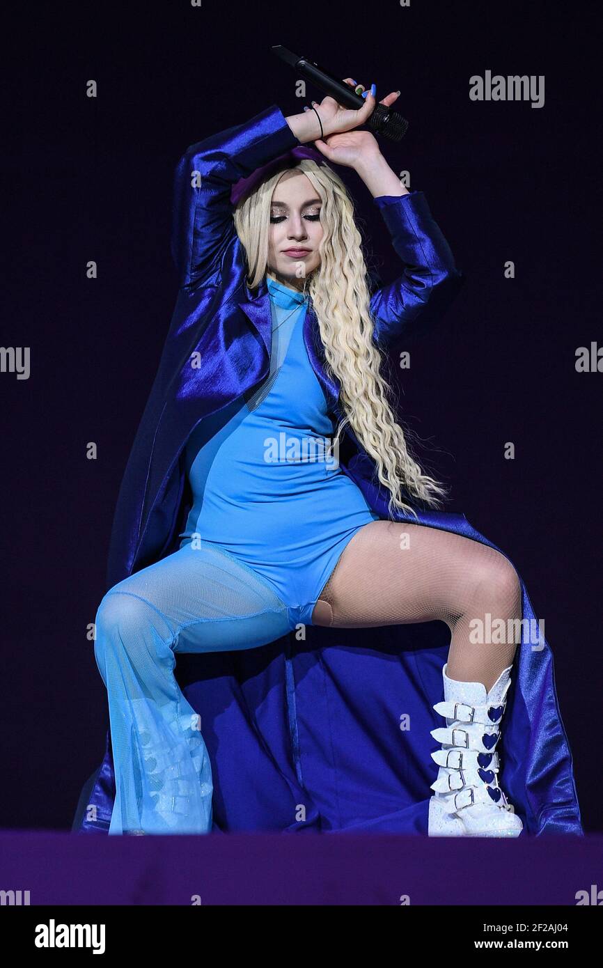 London, United Kingdom. 7th December 2019. Ava Max on stage during day ...