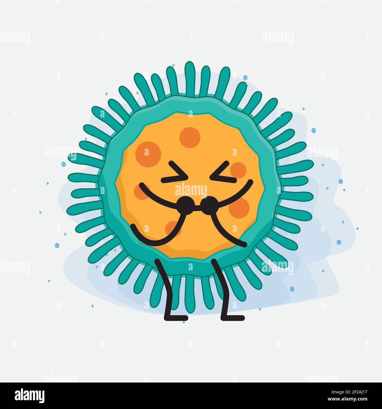 Vector Illustration of Virus Character with cute face, simple hands and ...